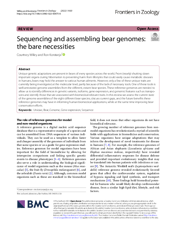 (PDF) Sequencing and assembling bear genomes: the bare necessities