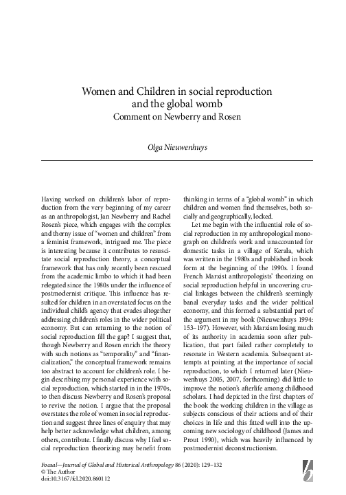 (PDF) Women and Children in social reproduction and the global womb