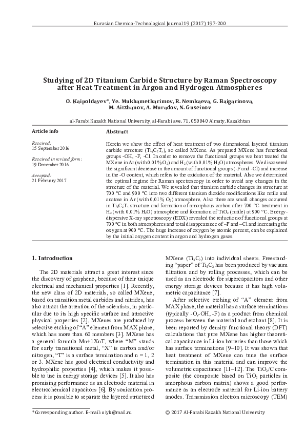 (PDF) Studying of 2D Titanium Carbide Structure by Raman Spectroscopy ...