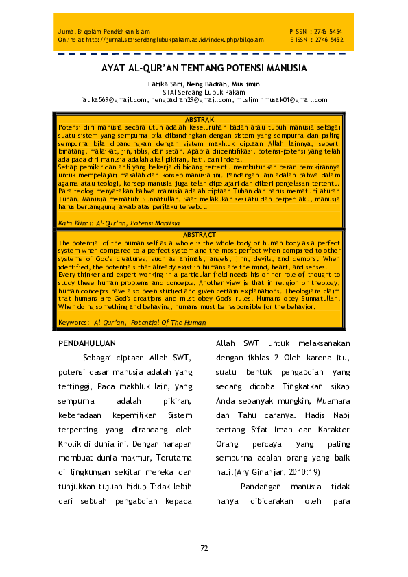 (PDF) Ayat Al-Qur’An Tentang Potensi Manusia | Fatika Sari - Academia.edu (PDF) Ayat Al-Qur’An Tentang Potensi Manusia | Fatika Sari - Academia.edu