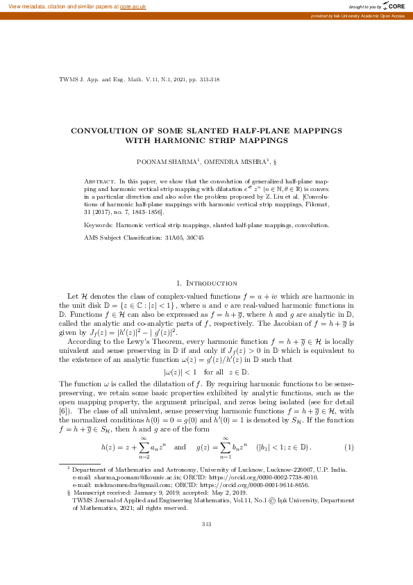 (PDF) Convolution of some slanted half-plane mappings with harmonic strip mappings