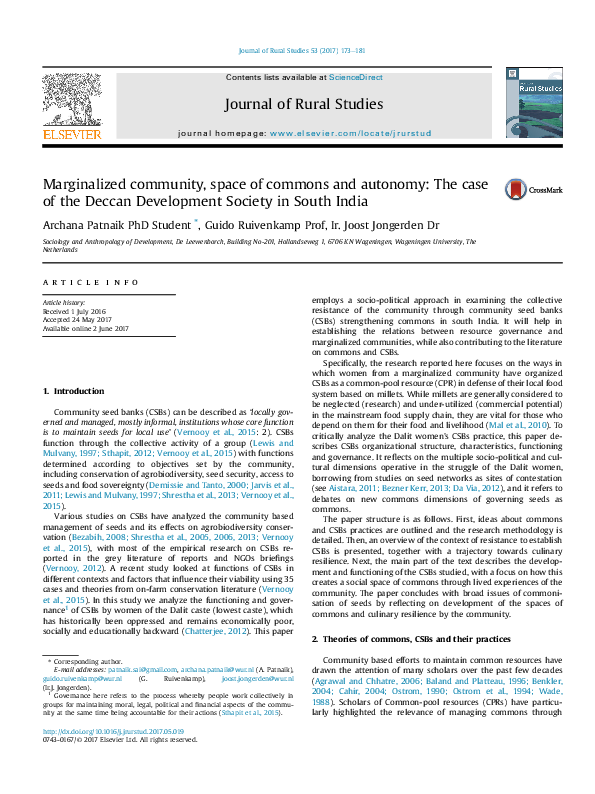 (PDF) Marginalized community, space of commons and autonomy: The case ...