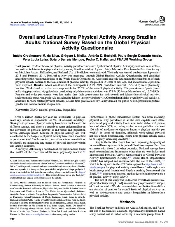 (PDF) Overall and Leisure-Time Physical Activity Among Brazilian Adults ...