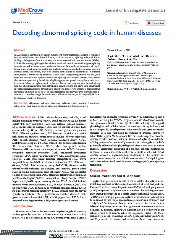 (PDF) Decoding Abnormal Splicing Code in Human Diseases