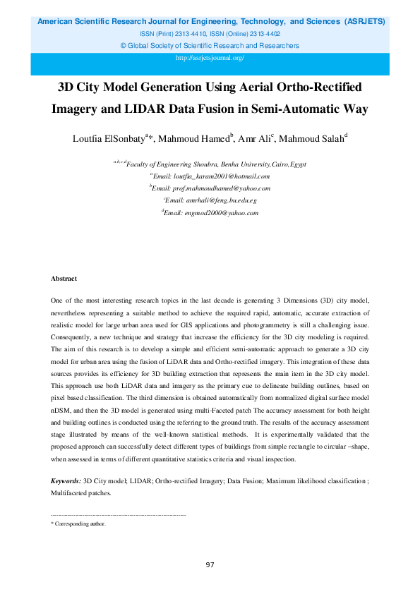 (PDF) 3D City Model Generation Using Aerial Ortho-Rectified Imagery and ...