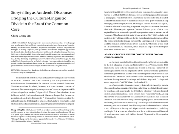 (PDF) Storytelling as Academic Discourse: Bridging the Cultural ...
