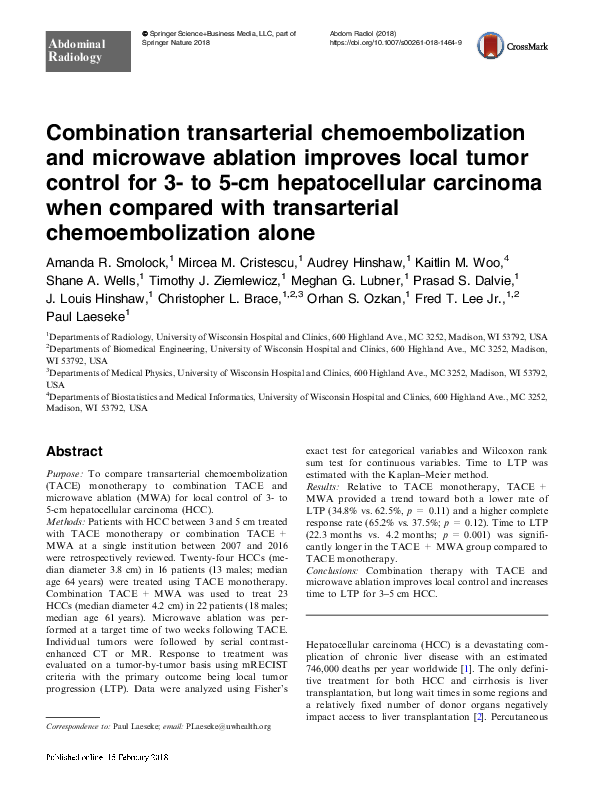 (PDF) Combination Trans Arterial Chemoembolization (TACE) Plus Sorafenib for the Management of ...