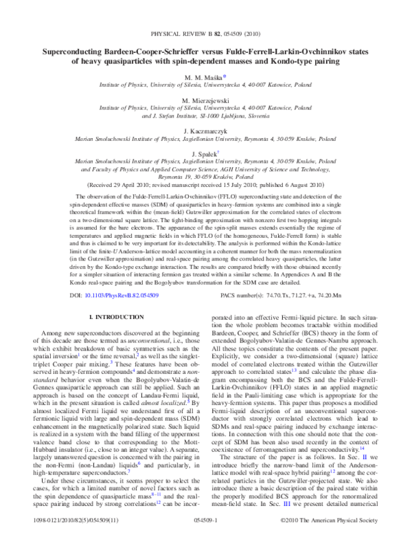 (PDF) Superconducting Bardeen-Cooper-Schrieffer versus Fulde-Ferrell ...