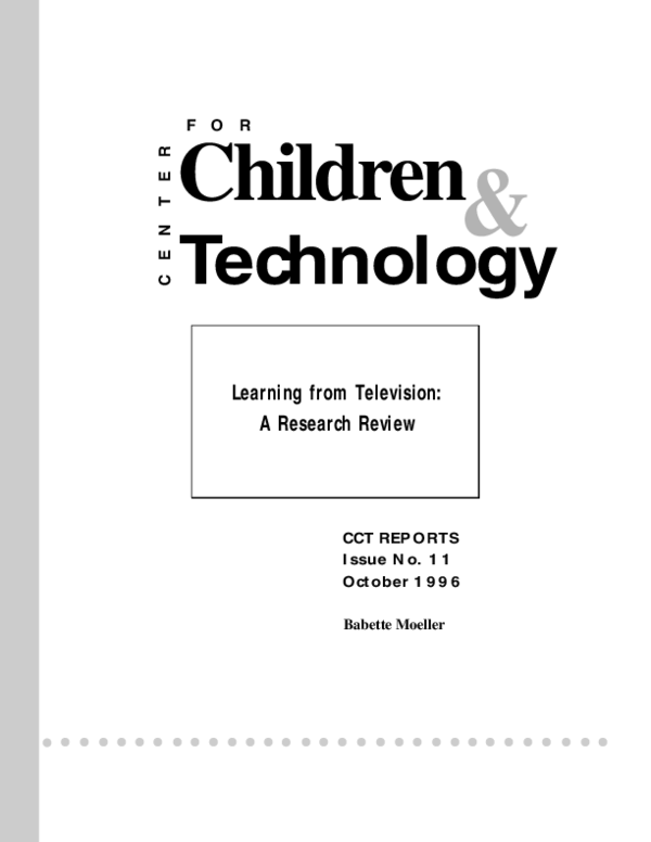 (PDF) Learning from Television: A Research Review