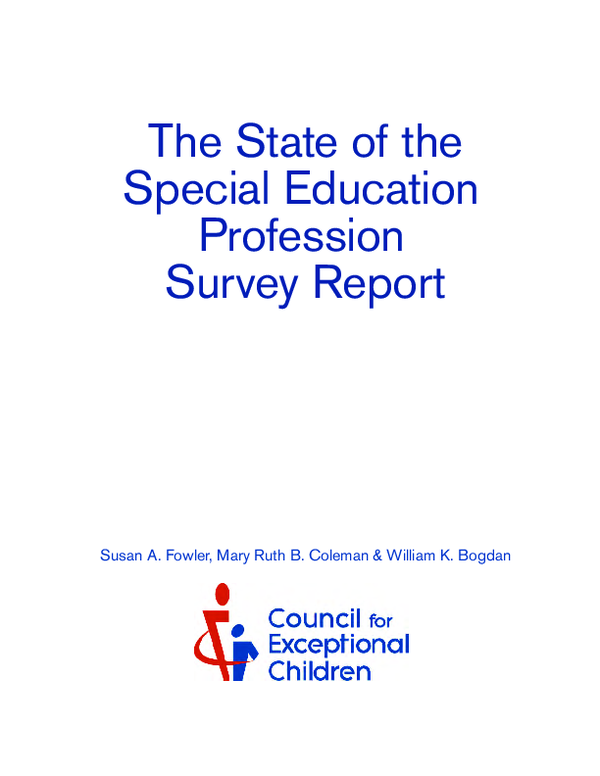 (PDF) The State of the Special Education Profession Survey Report