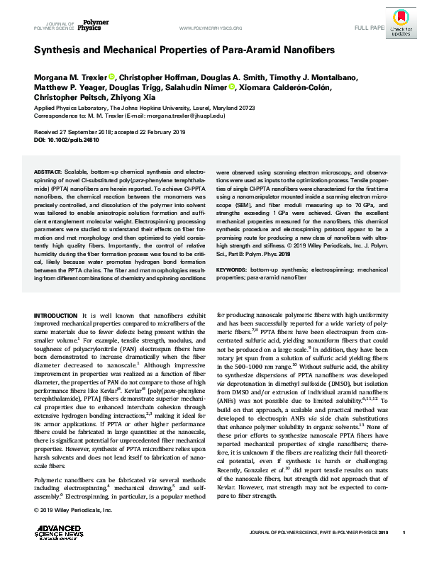 (PDF) Synthesis and mechanical properties of para‐aramid nanofibers
