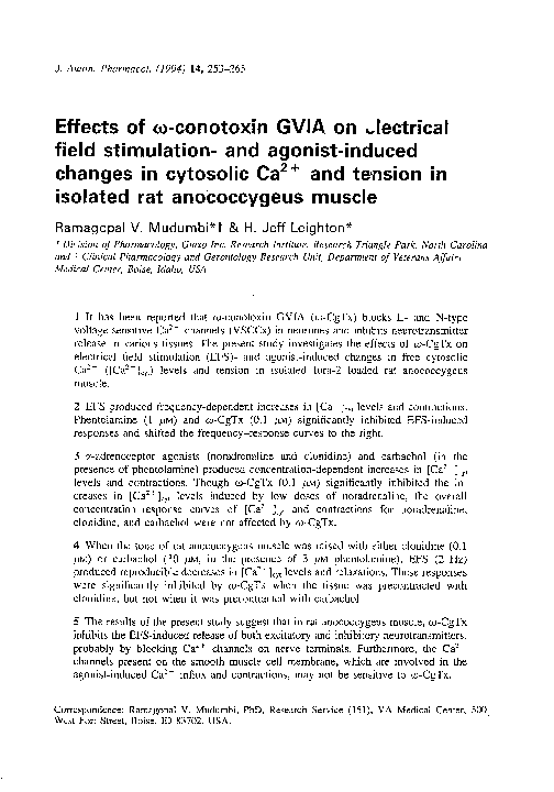 (PDF) Effects of ω-conotoxin GVIA on electrical field stimulation- and agonist-induced changes ...