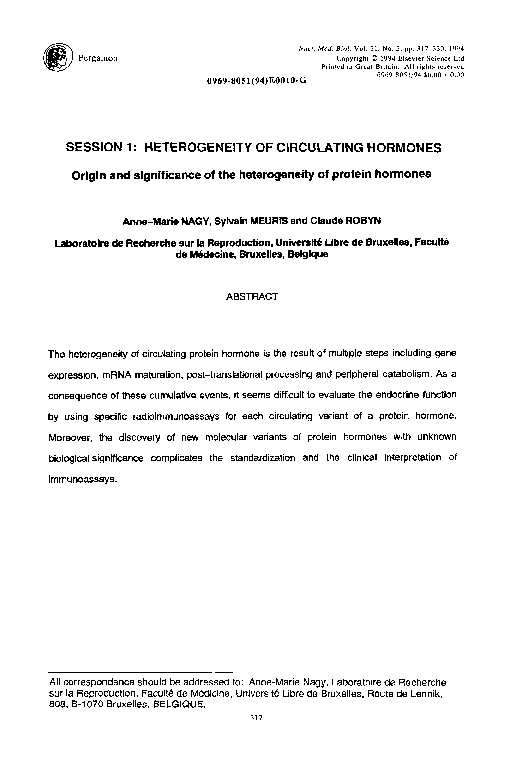 (PDF) Origin and significance of the heterogeneity of protein hormones