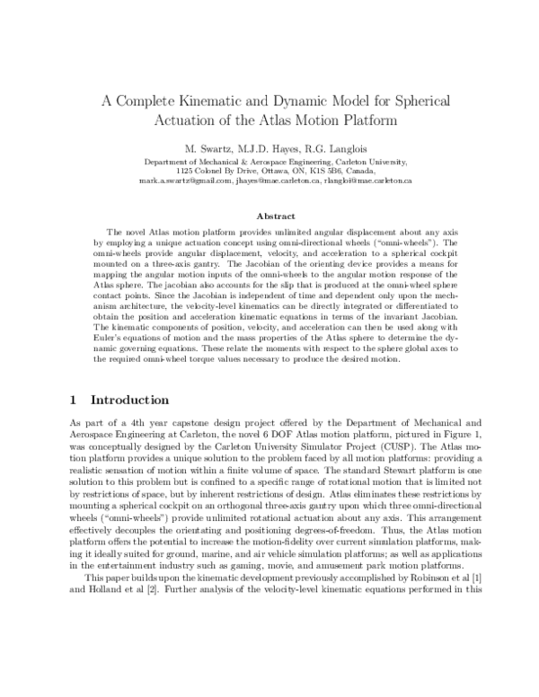 (PDF) A Complete Kinematic and Dynamic Model for Spherical Actuation of ...
