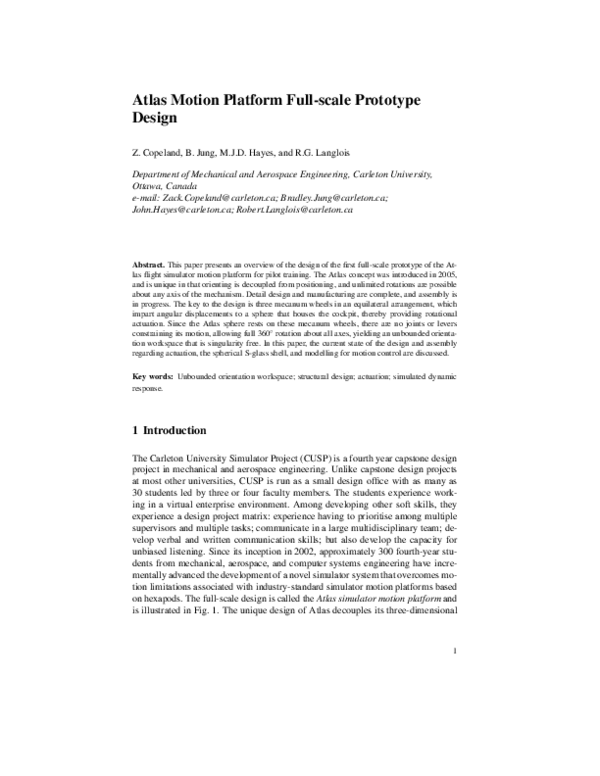 (PDF) Atlas Motion Platform Full-Scale Prototype Design