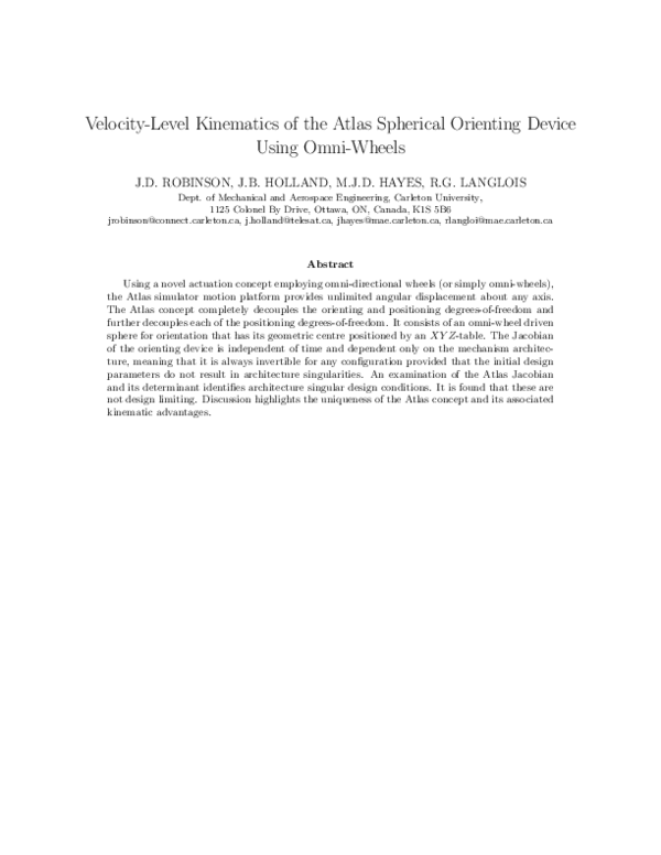 (PDF) Velocity-Level Kinematics of the Atlas Spherical Orienting Device ...
