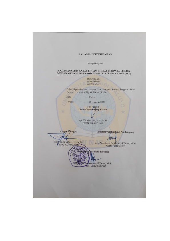 (PDF) KAJIAN ANALISIS KADAR LOGAM TIMBAL (Pb) PADA LIPSTIK DENGAN ...