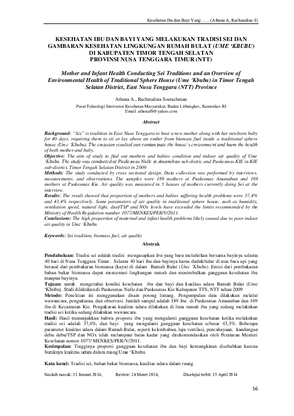 (PDF) Mother and Infant Health Conducting Sei Traditions and an Overview of Environmental Health ...