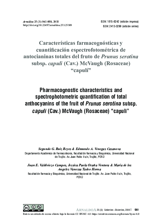(PDF) Características farmacognósticas y cuantificación ...