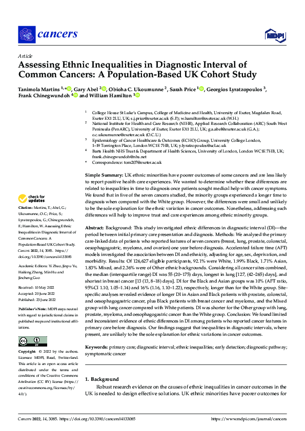 (PDF) Assessing Ethnic Inequalities in Diagnostic Interval of Common ...