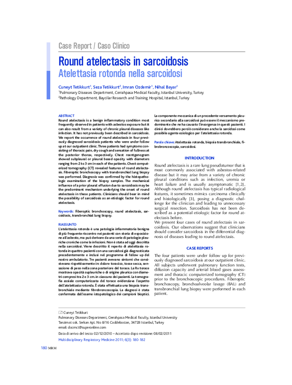 (PDF) Round atelectasis in sarcoidosis