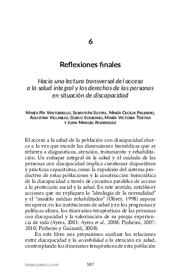 (PDF) Reflexiones finales hacia una lectura transversal del acceso a la salud integral y los ...