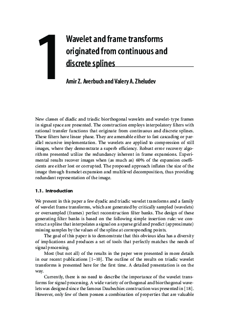 (PDF) Wavelet and frame transforms originated from continuous and discrete splines