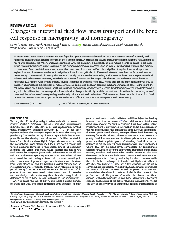 (PDF) Changes in interstitial fluid flow, mass transport and the bone ...