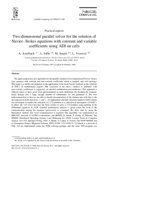 (PDF) Two-dimensional parallel solver for the solution of Navier–Stokes ...