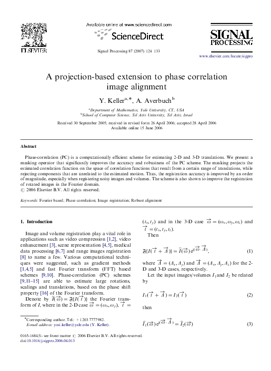 Pdf A Projection Based Extension To Phase Correlation Image Alignment A Averbuch 