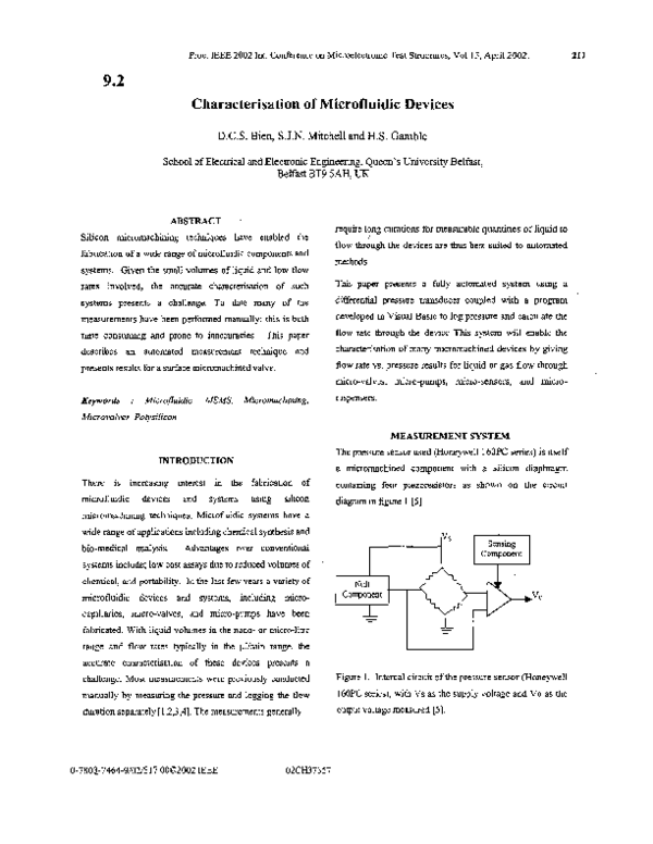 (PDF) Characterisation of microfluidic devices