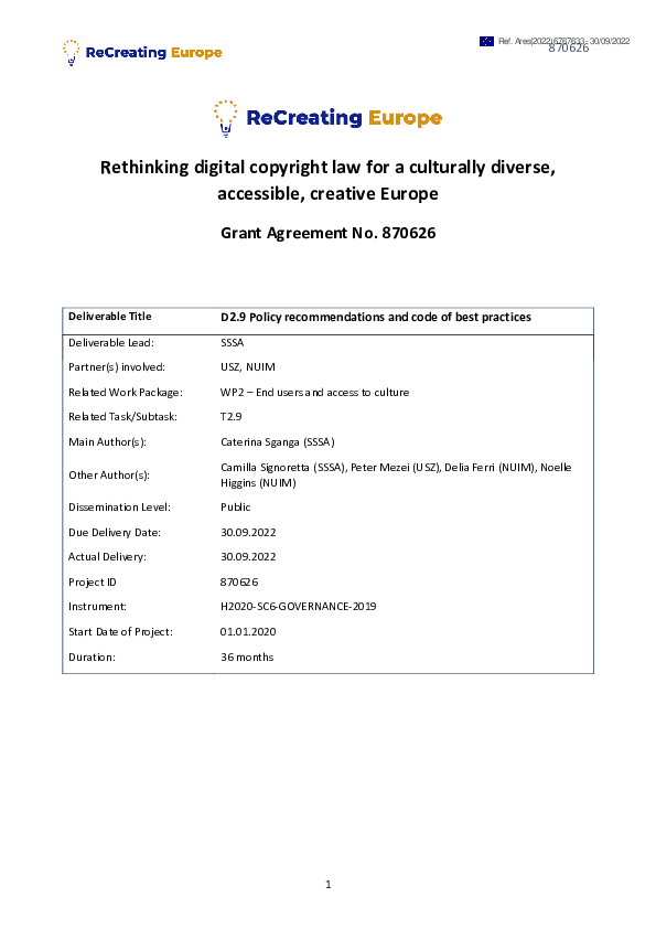 (PDF) DRAFT Code of Best Practices and Policy Recommendations | Peter ...