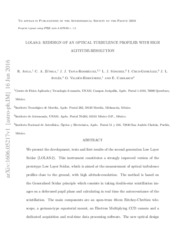 (PDF) LOLAS-2: Redesign of an Optical Turbulence Profiler with High ...