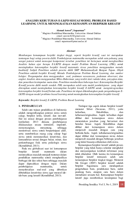 (PDF) Analisis Kebutuhan E-LKPD Sesuai Model Problem Based Learning Untuk Meningkatkan Kemampuan ...
