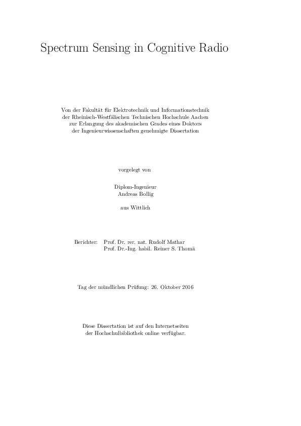 Pdf Spectrum Sensing In Cognitive Radio
