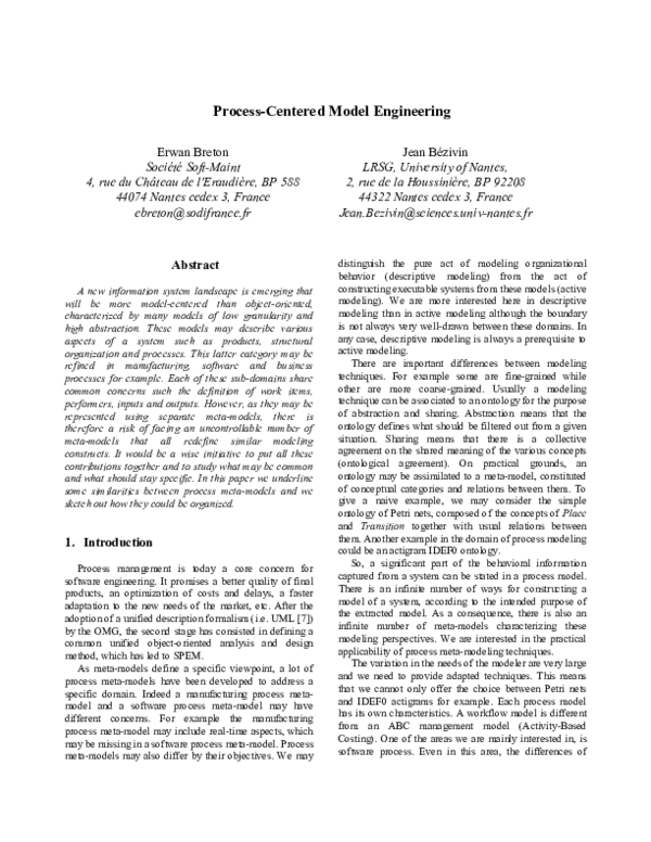 (PDF) Process-centered model engineering