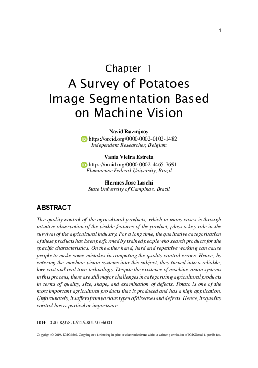 (PDF) A Survey of Potatoes Image Segmentation Based on Machine Vision