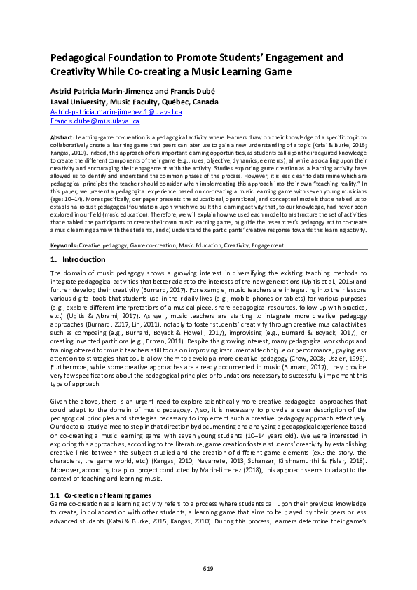 (PDF) Pedagogical Foundation to Promote Students’ Engagement and Creativity While Co-creating a ...