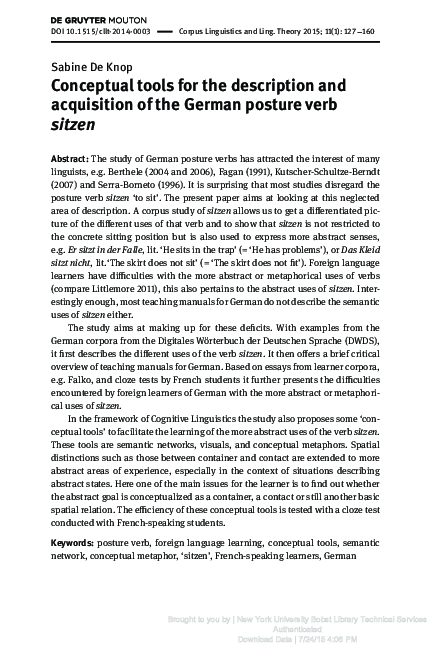 (PDF) Conceptual tools for the description and acquisition of the ...