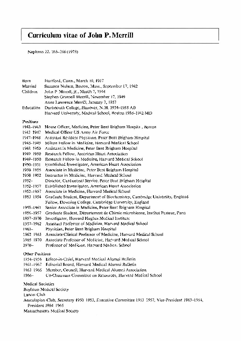 (PDF) Curriculum vitae of John P. Merrill