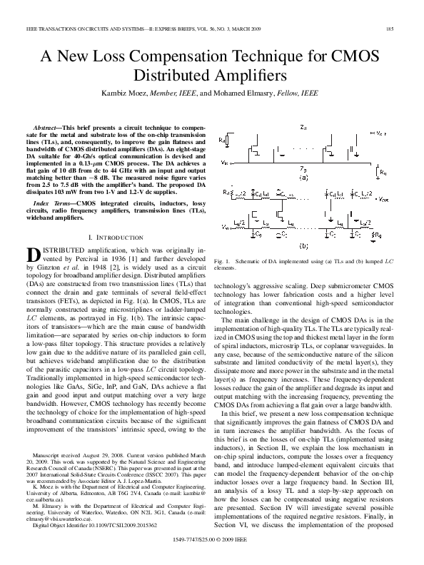 (PDF) A New Loss Compensation Technique for CMOS Distributed Amplifiers