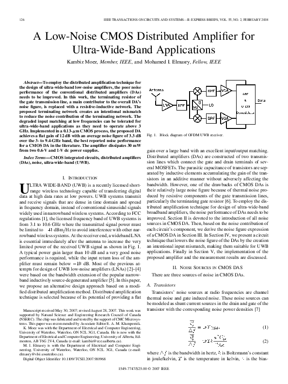 (PDF) A Low-Noise CMOS Distributed Amplifier for Ultra-Wide-Band Applications
