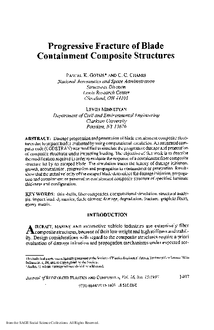 (PDF) Progressive Fracture of Blade Containment Composite Structures