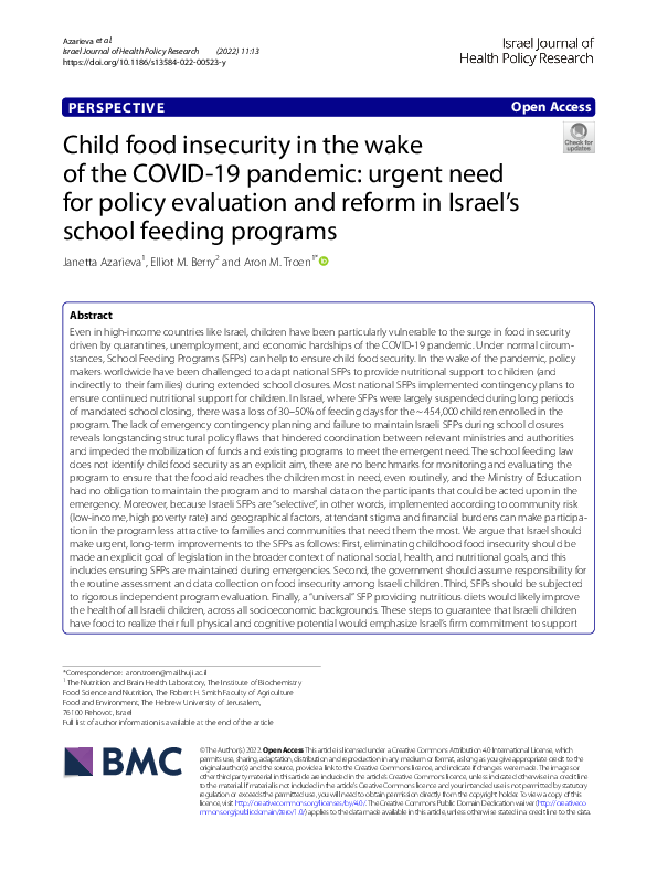 (PDF) Child food insecurity in the wake of the COVID-19 pandemic ...