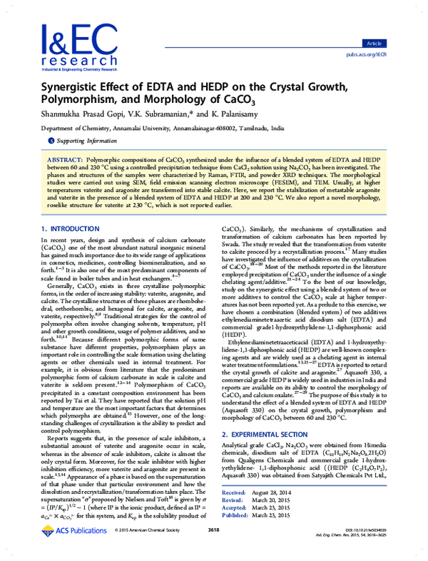 (PDF) Synergistic Effect of EDTA and HEDP on the Crystal Growth ...
