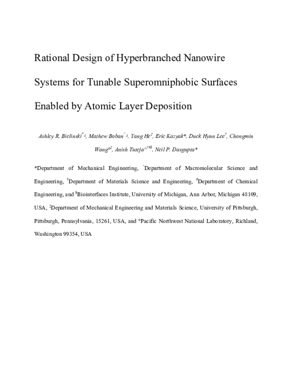 (PDF) Rational Design of Hyperbranched Nanowire Systems for Tunable ...