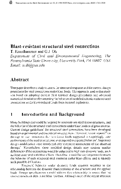 (PDF) Blast-resistant Structural Steel Connections