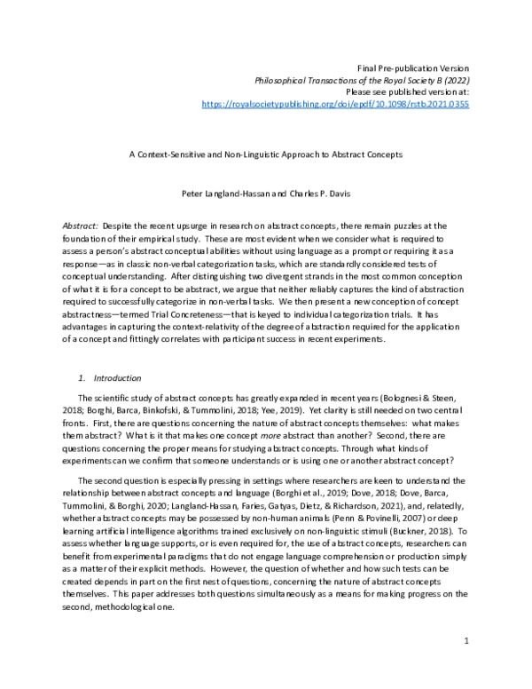 Pdf A Context Sensitive And Non Linguistic Approach To Abstract Concepts