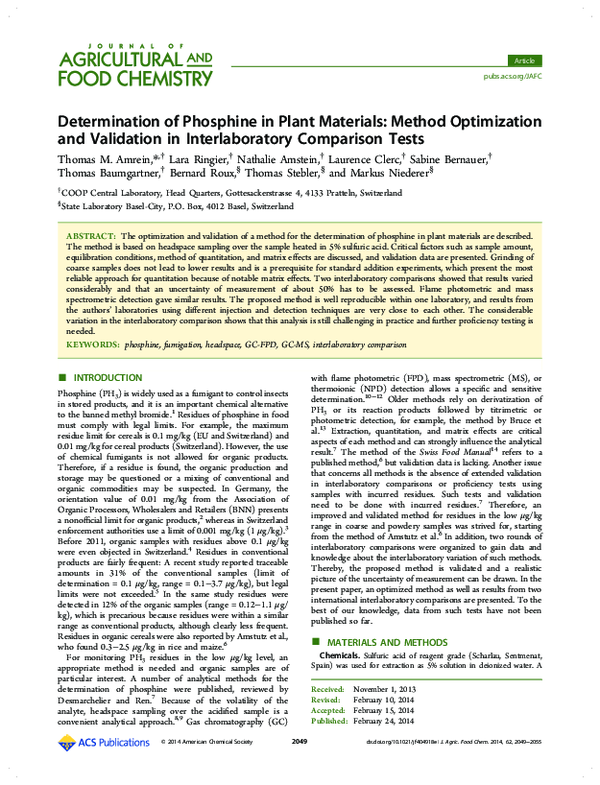 (PDF) Determination of Phosphine in Plant Materials: Method ...