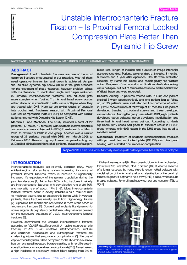 (PDF) Unstable Intertrochanteric Fracture Fixation – Is Proximal ...